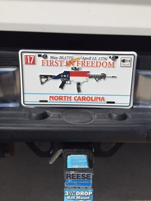 NC AR First In Freedom License Plate – Fish & Clips