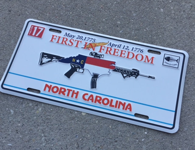NC AR First In Freedom License Plate – Fish & Clips